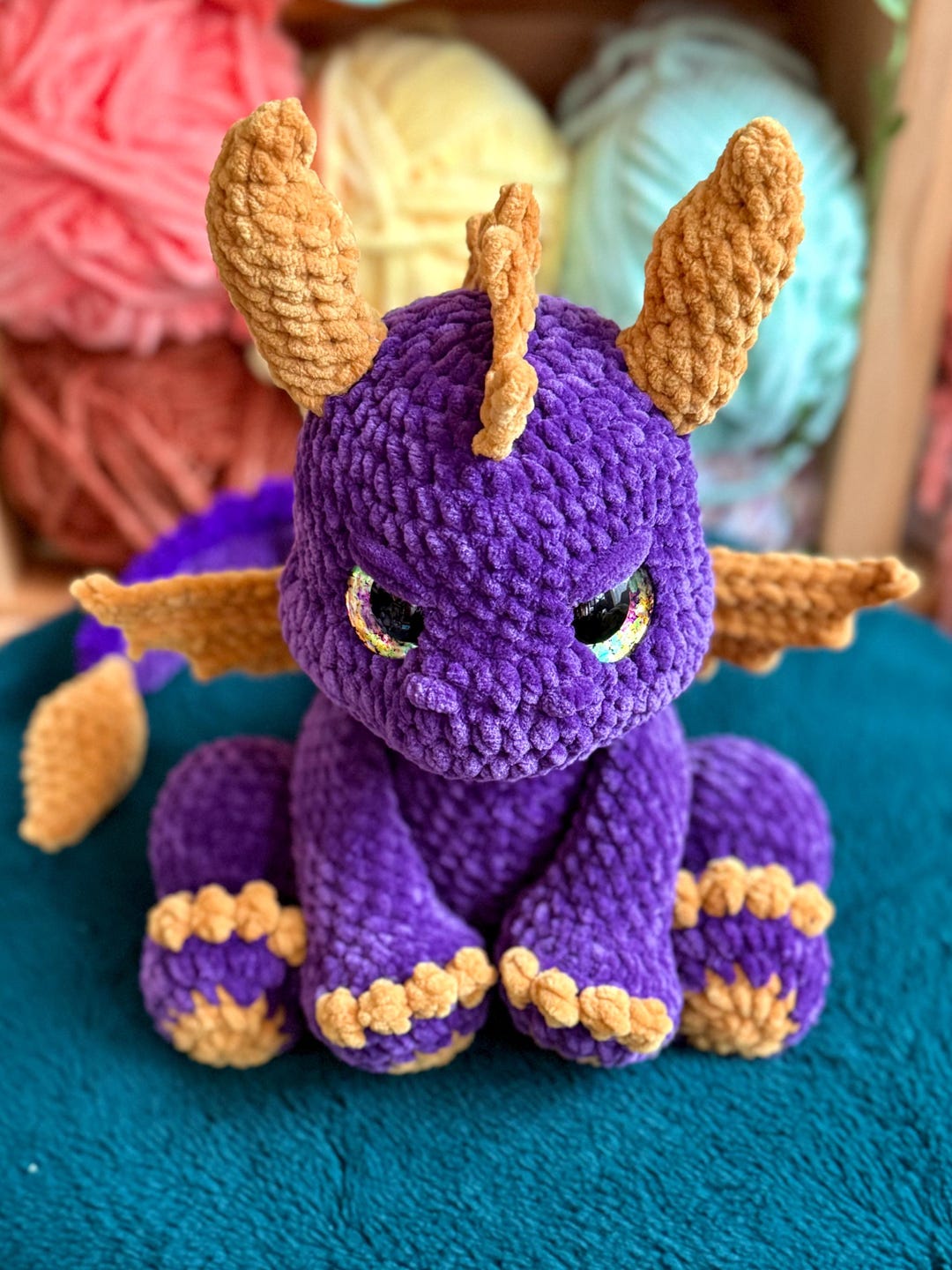 Purple and Gold Dragon Plushie - Etsy