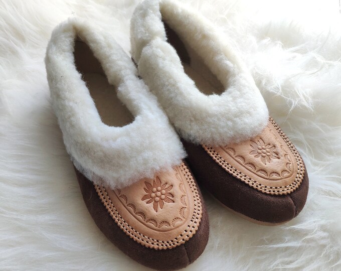 Genuine Leather Women's Slippers, Woollen Slippers, Warm Wool Shoes for ...