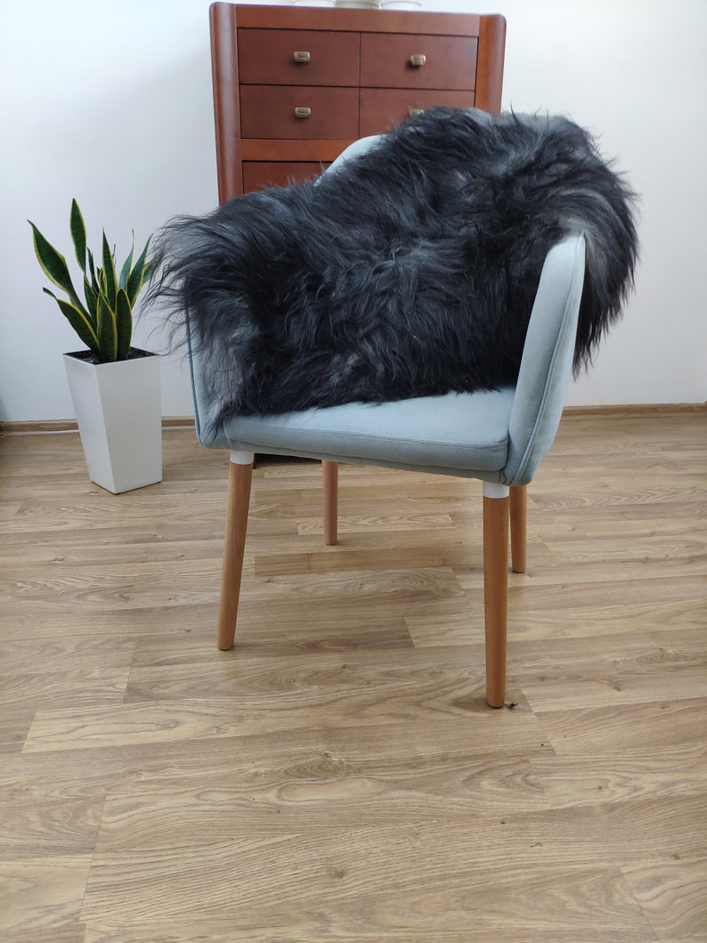 Black Grey Sheepskin Hide Genuine Animal Fur Sheepskin Rug | Etsy