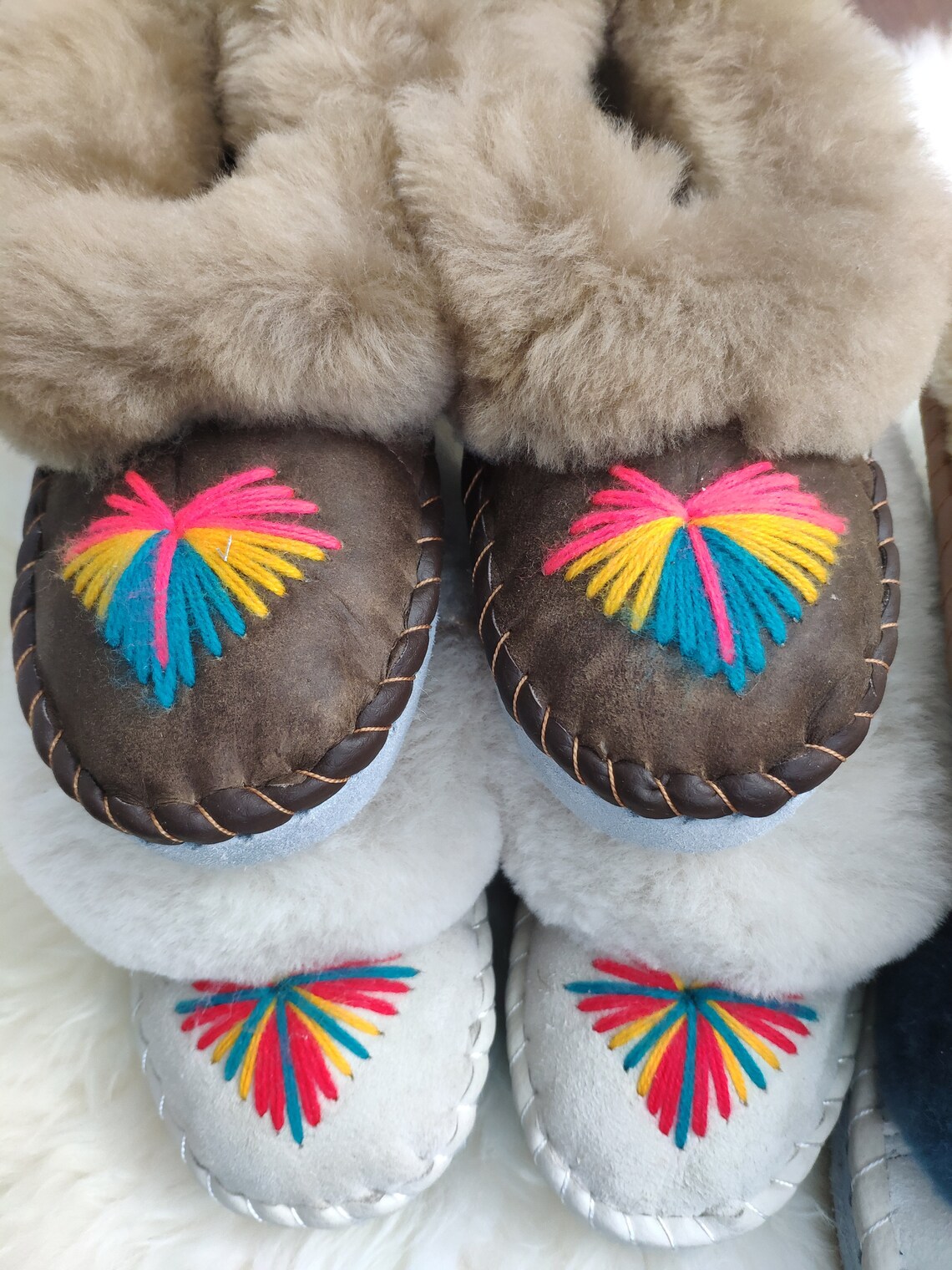 Lucky Dip Sheepskin Slippers Warm Moccasins Leather Slippers | Etsy