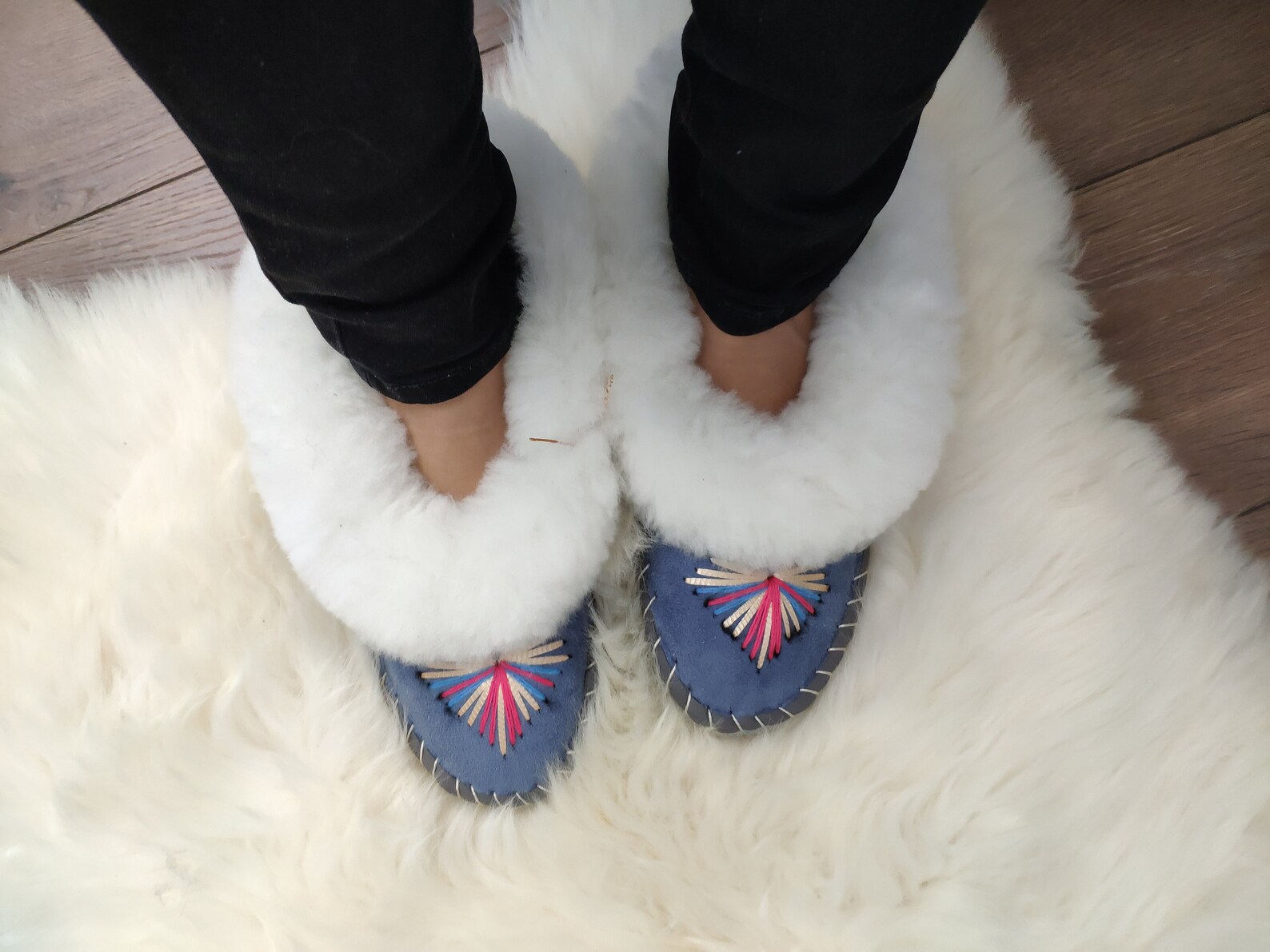Lucky Dip Sheepskin Slippers Warm Moccasins Leather Slippers | Etsy