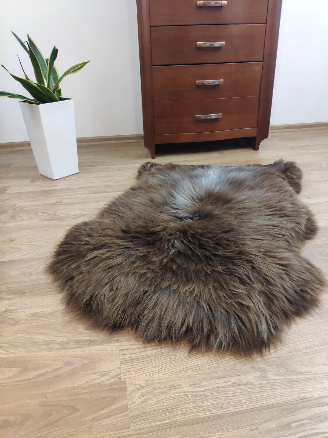 Brown Grayish Sheepskin Hide Animal Fur Throw Thick - Etsy