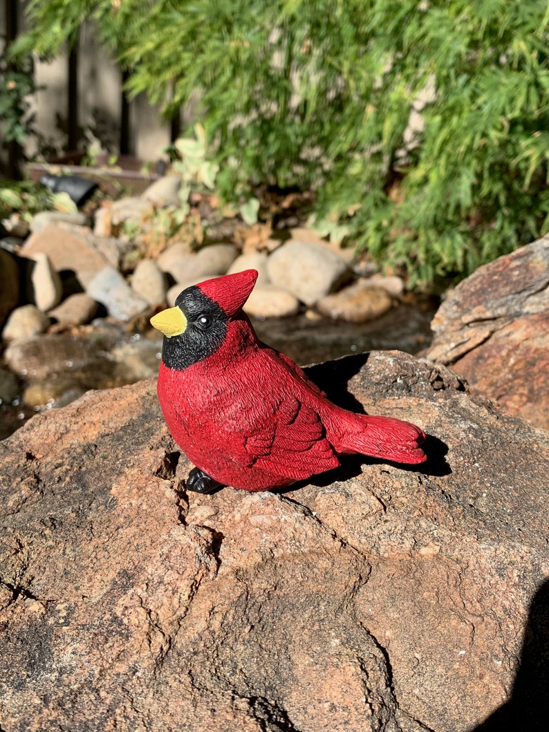 Handcrafted Cardinal Cement Figurine | Etsy