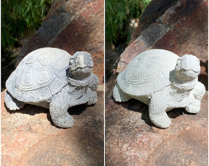 Turtle Statue Stretching Painted Concrete Garden Figure - Etsy