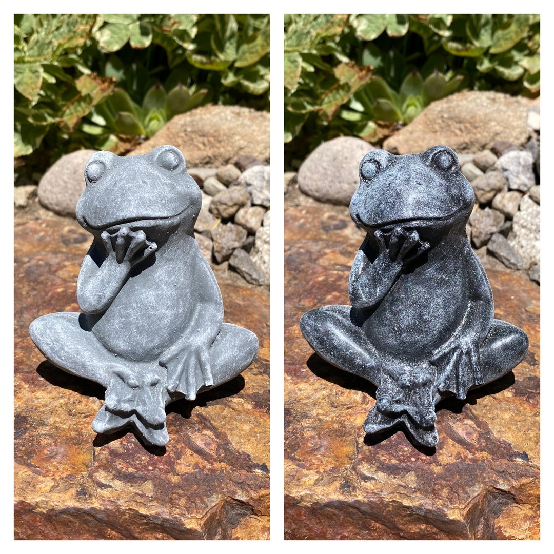 Handmade Sitting Frog Cement Statue - Etsy