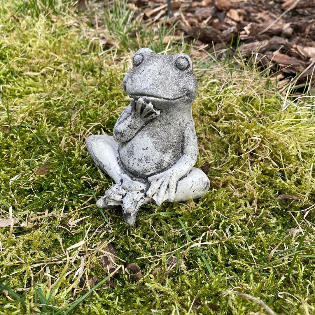 Handmade Sitting Frog Cement Statue - Etsy