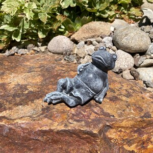 Handmade Relaxed Frog Cement Statue - Etsy