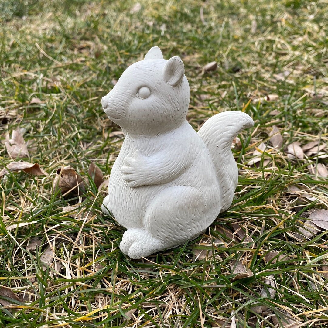 Handmade Squirrel Cement Statue - Etsy