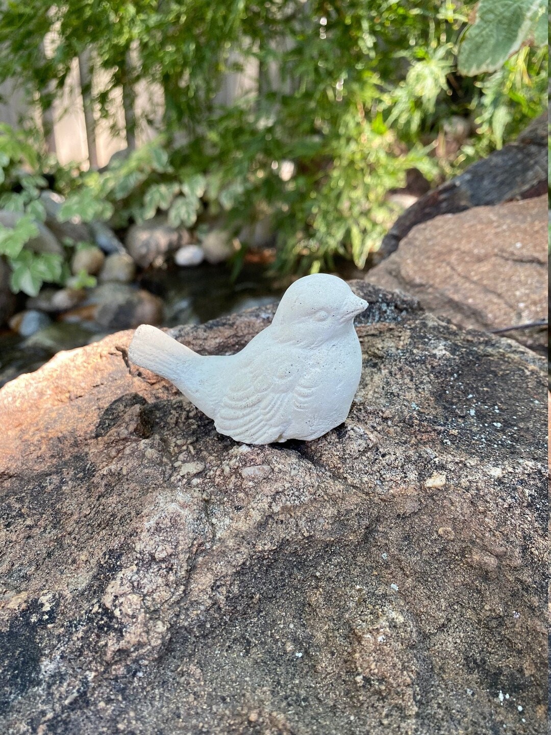 Handcrafted Songbird Cement Figurine - Etsy