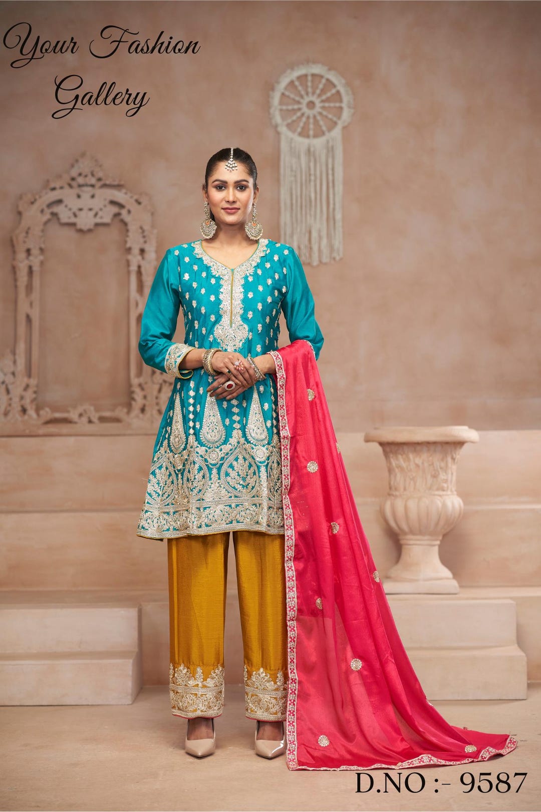 Embroidered Turquoise Salwar Kameez Suit: Handmade Pakistani 3 Piece ...