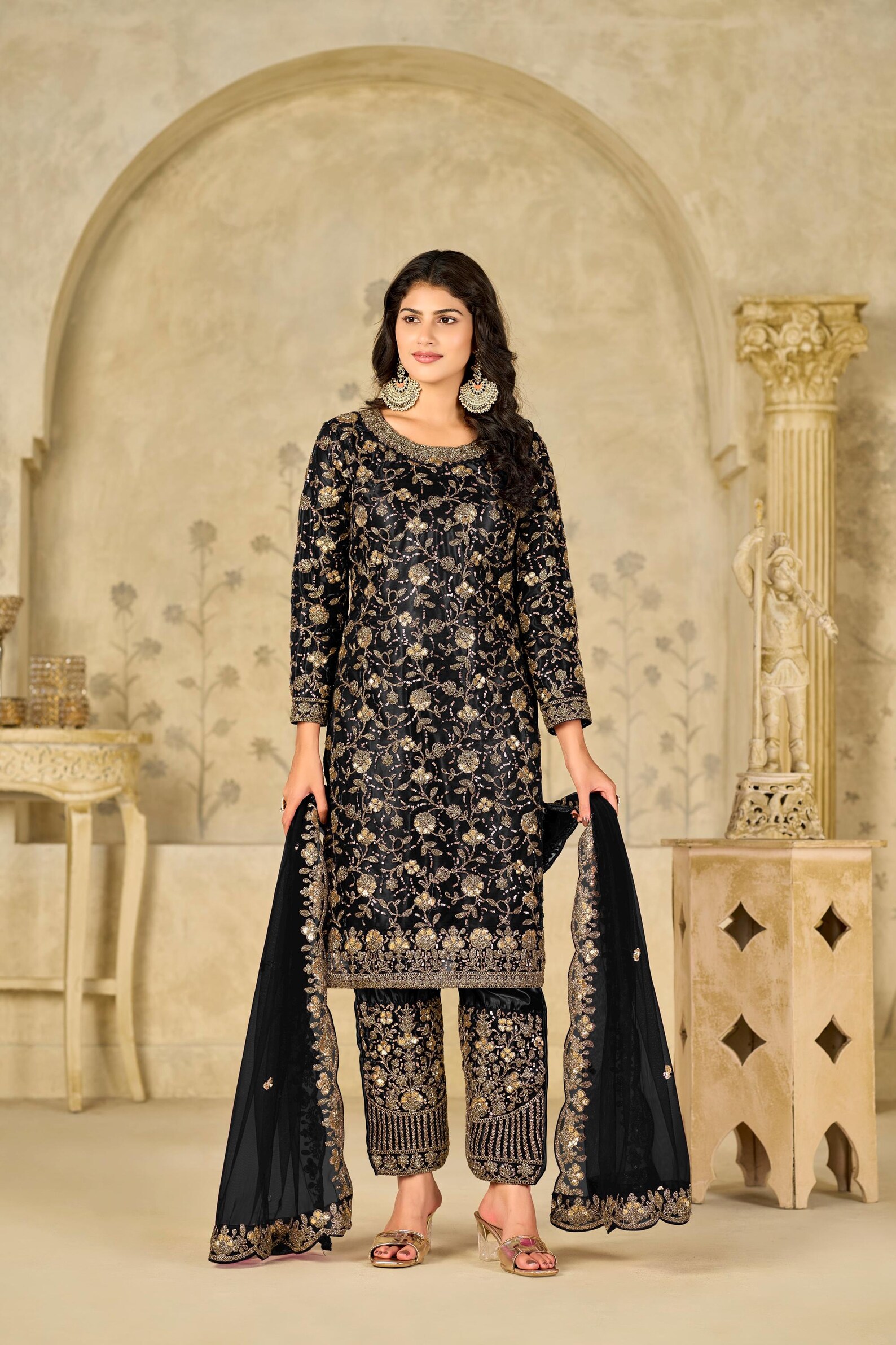 Embroidered Satin Muslin Salwar Suit: Punjabi Wedding Outfit - Etsy
