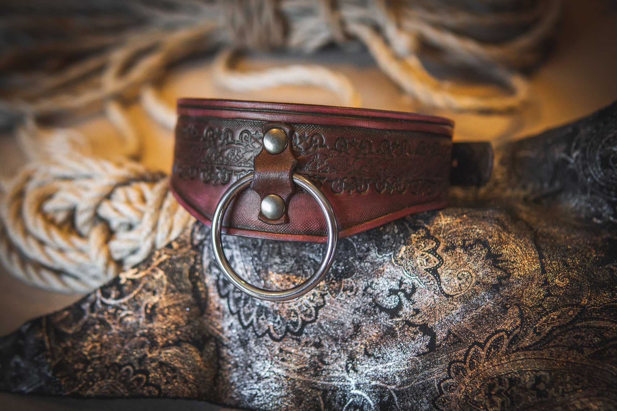 Gorgeous Mahogany Leather Collar With XL Ring Artisan Made - Etsy