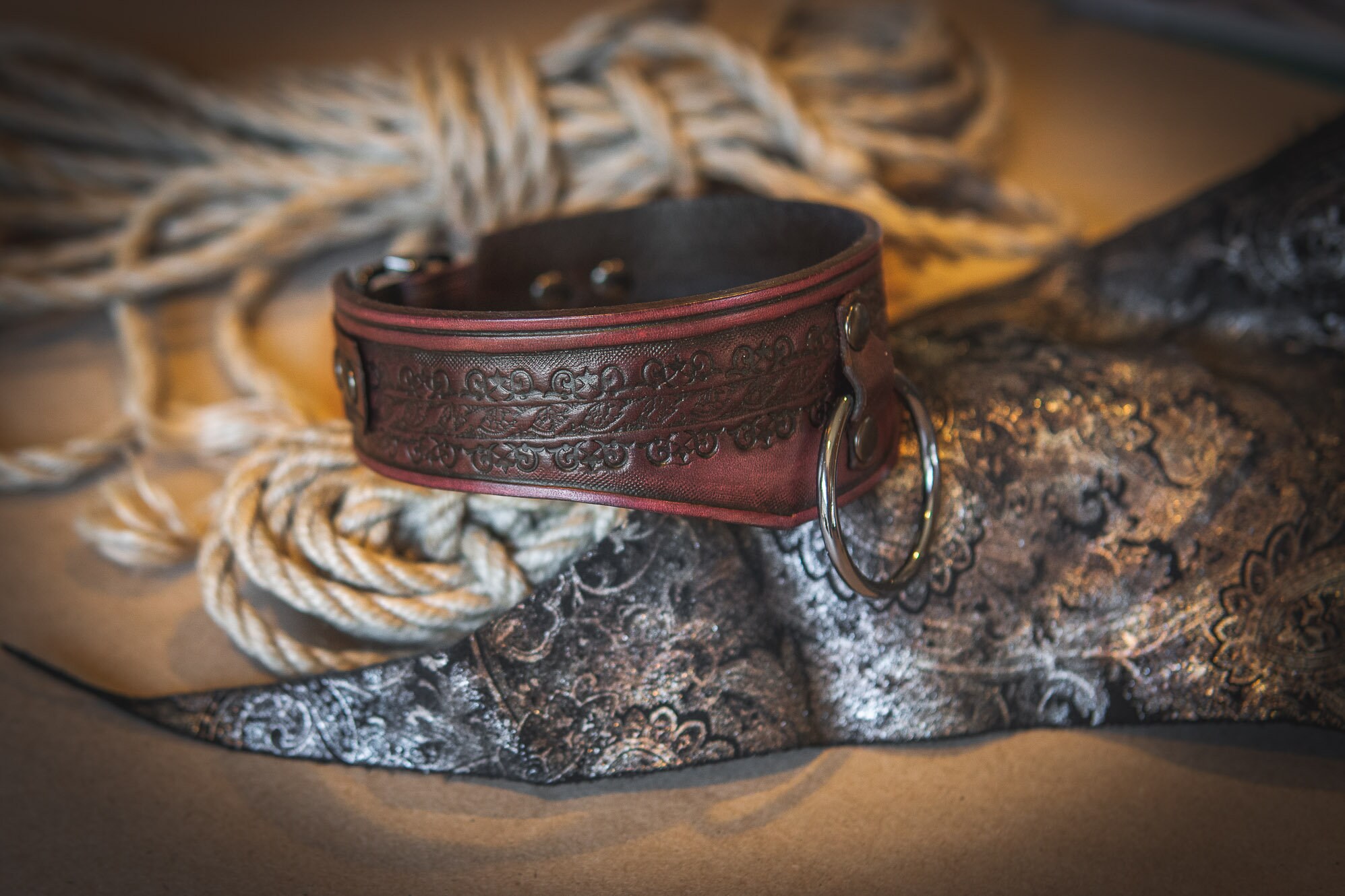 Gorgeous Mahogany Leather Collar With XL Ring Artisan Made - Etsy