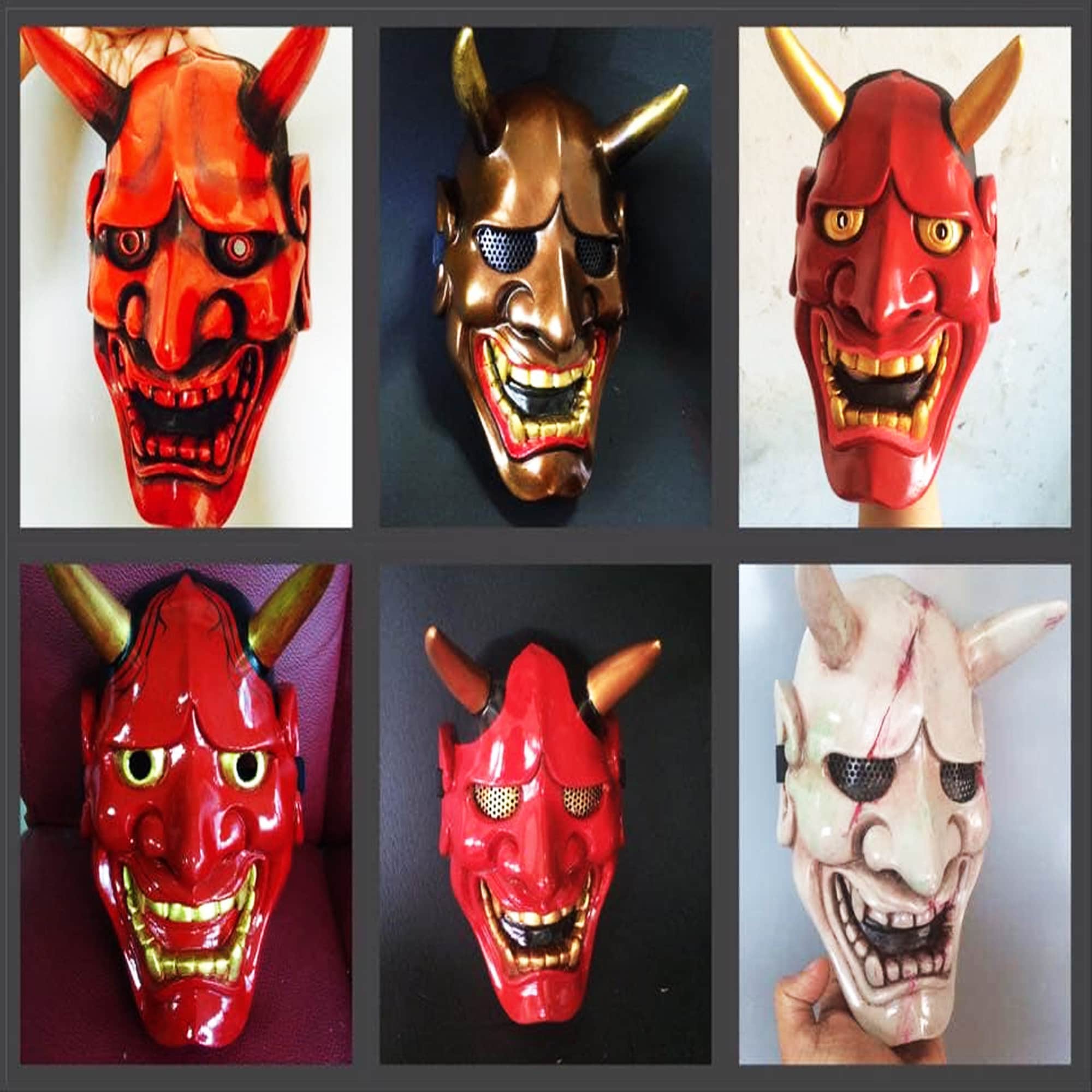 Gold Hannya Demon Evil Airsoft Mask and Prop Original Handmade BB Gun ...