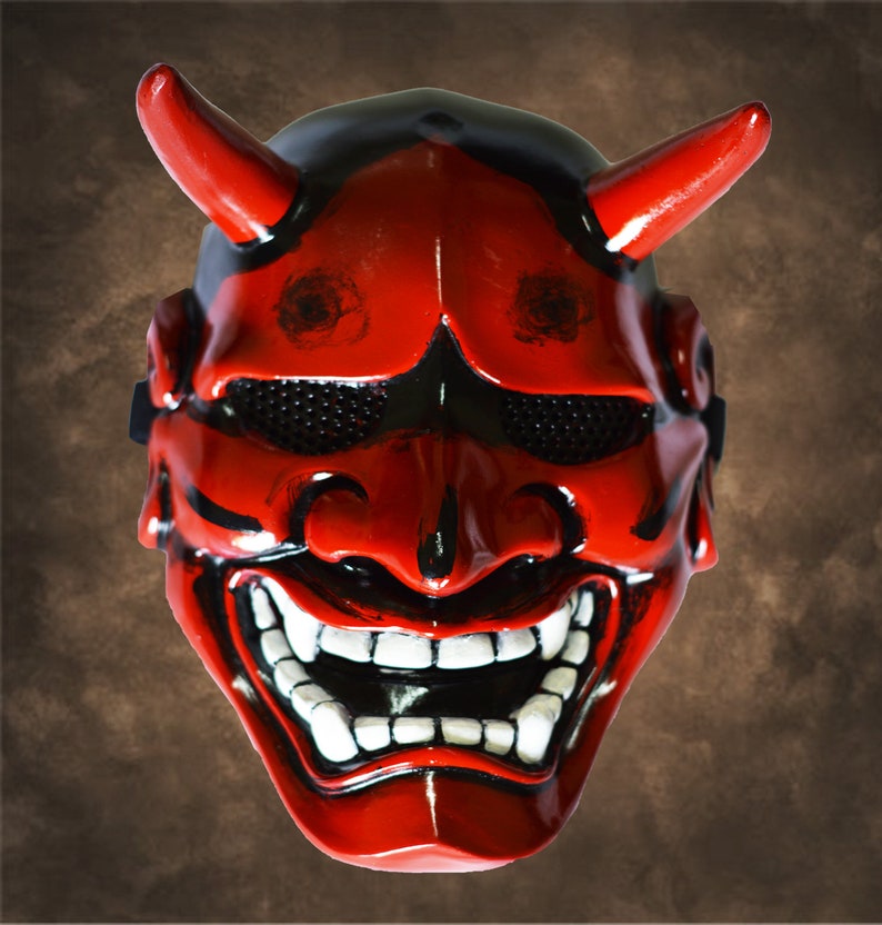 RED Hannya Demon Evil Airsoft Mask and Prop Mask BB Gun Paint Ball - Etsy