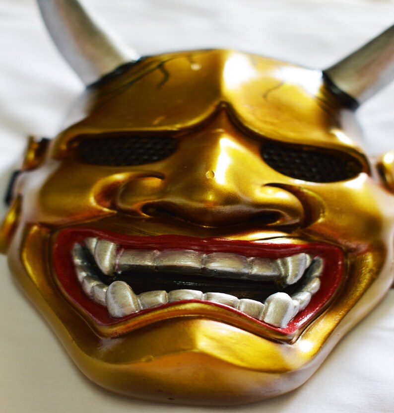 Gold Hannya Demon Evil Airsoft Mask and Prop Original Handmade BB Gun ...