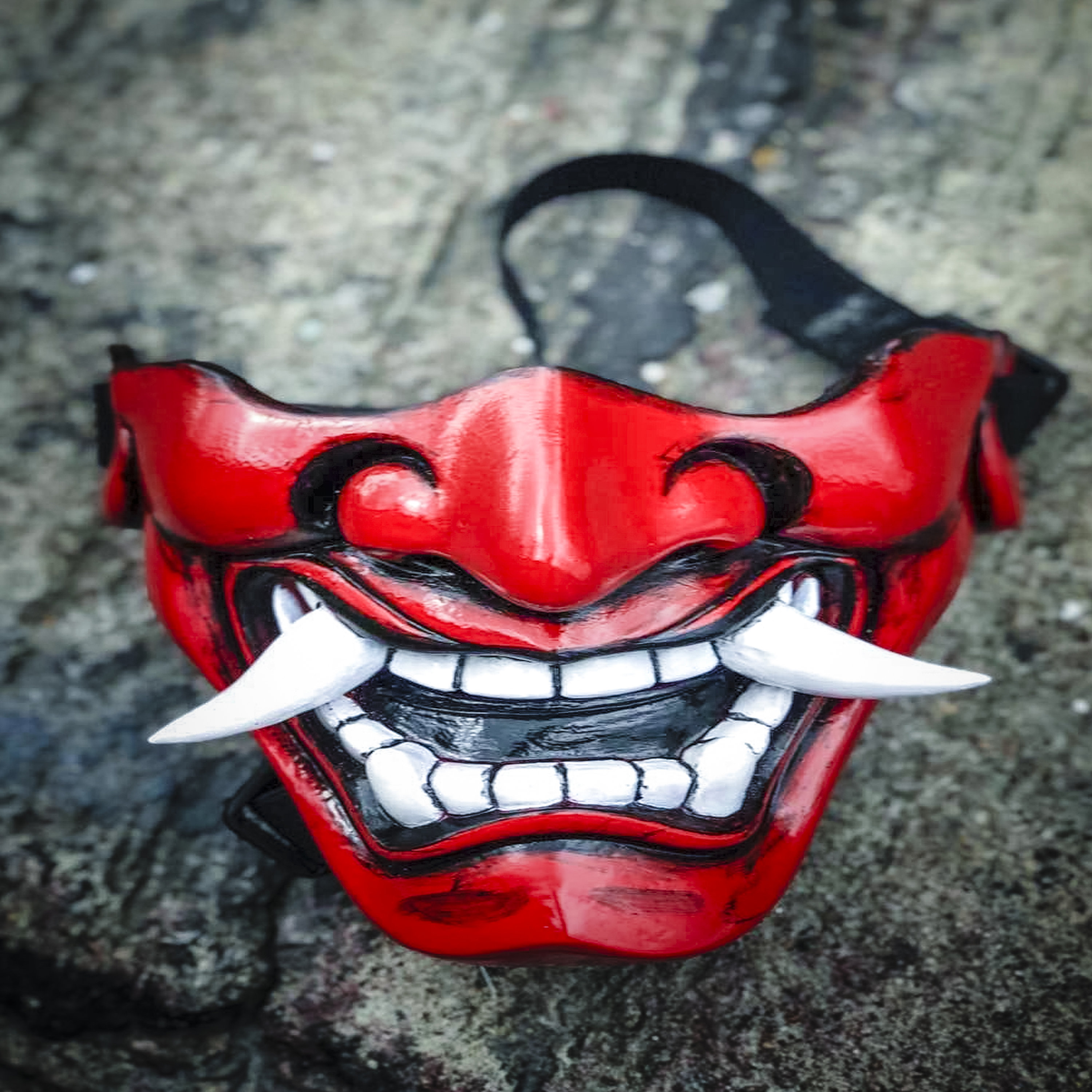 Ivory Japanese Hannya Evil Airsoft Mask and Prop Mask Paint Ball Mask ...