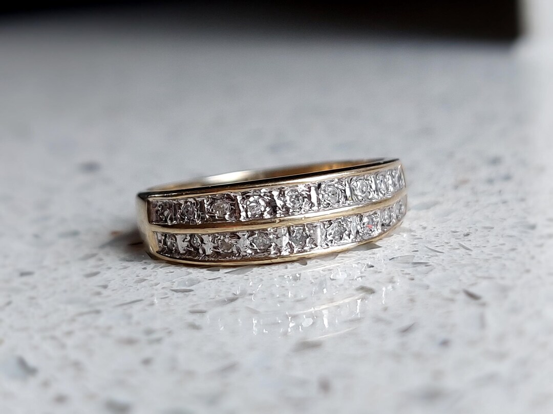 Vintage Double Row Diamond Eternity Ring Size UK L US 5.75 Eu 52 Full ...