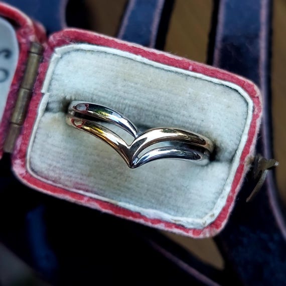 Vintage Two Tone Gold Wishbone Ring | Stacking | Soli… - Gem