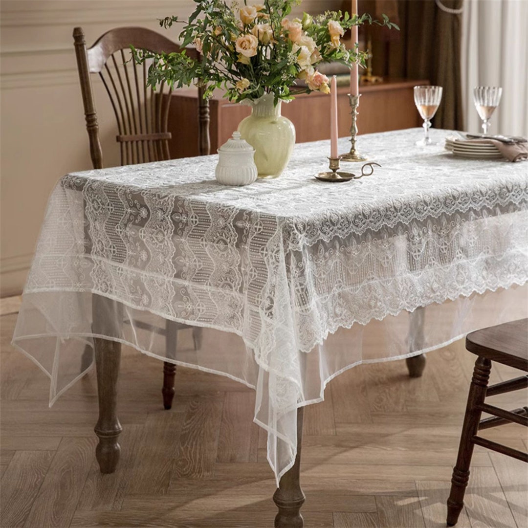 French Romantic Series Lace Tablecloth French White Lace Tablecloth ...