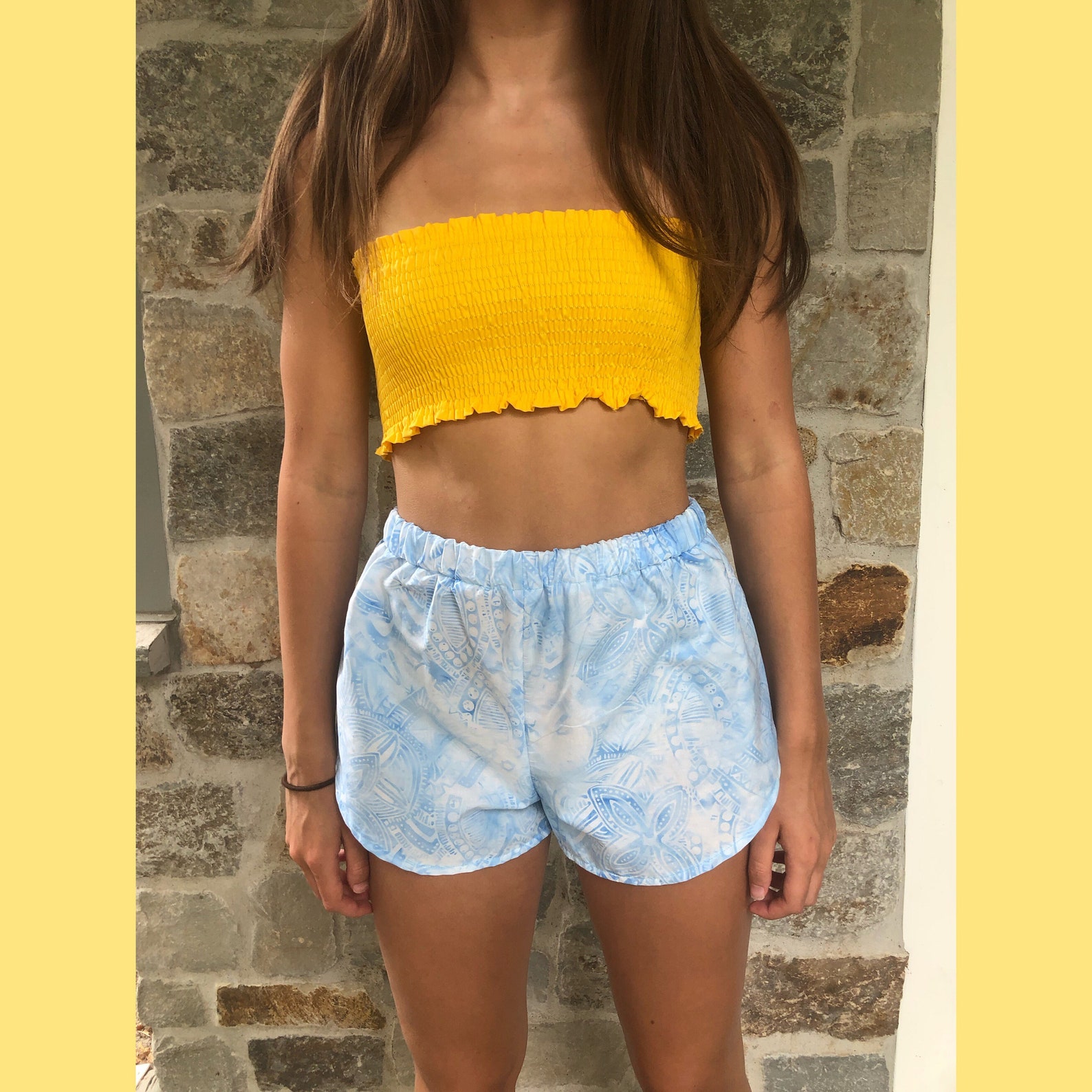 Blue Batik Shorts Festival Shorts, Batik Shorts, Geometric Batik Shorts ...