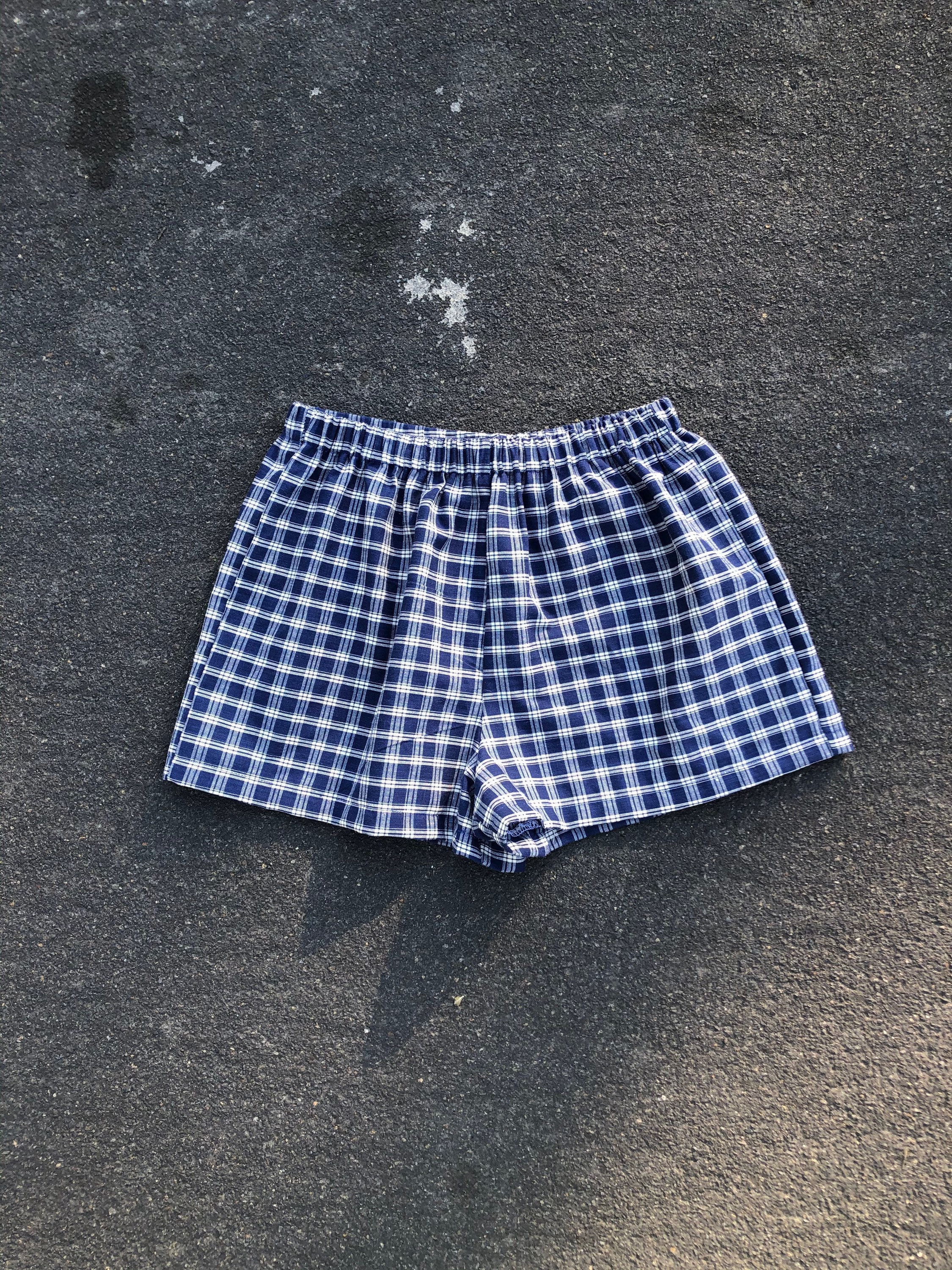 Blue Plaid Cotton Shorts: Lightweight Festival Fashion - Etsy