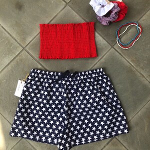 Red Bandeau Top, Smocked Tube Top, Stretchy Tube Top, Red Tube Top, Red ...