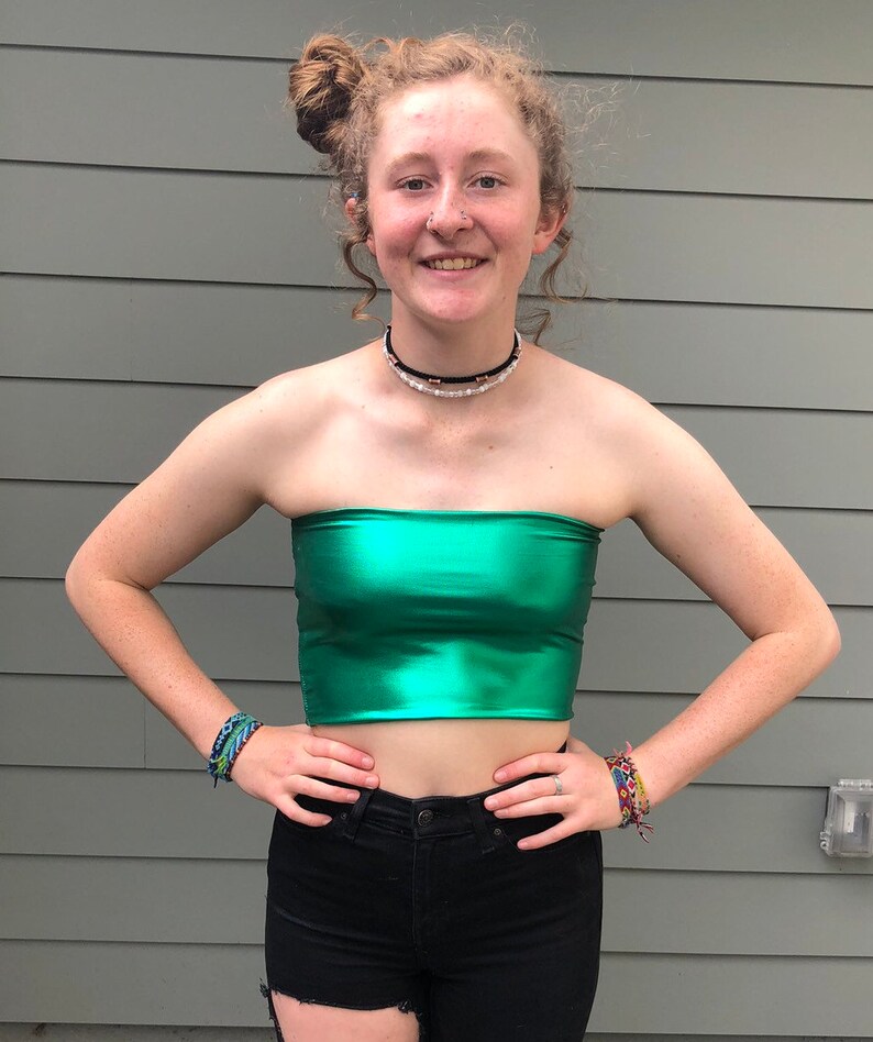 Green Rave Shirt Green Tube Top Green Top Tailgate Top | Etsy