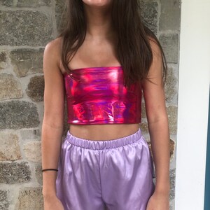 Holographic Pink Rave Top, Pink Tube Top, Pink Tailgate Top, Rave Top ...