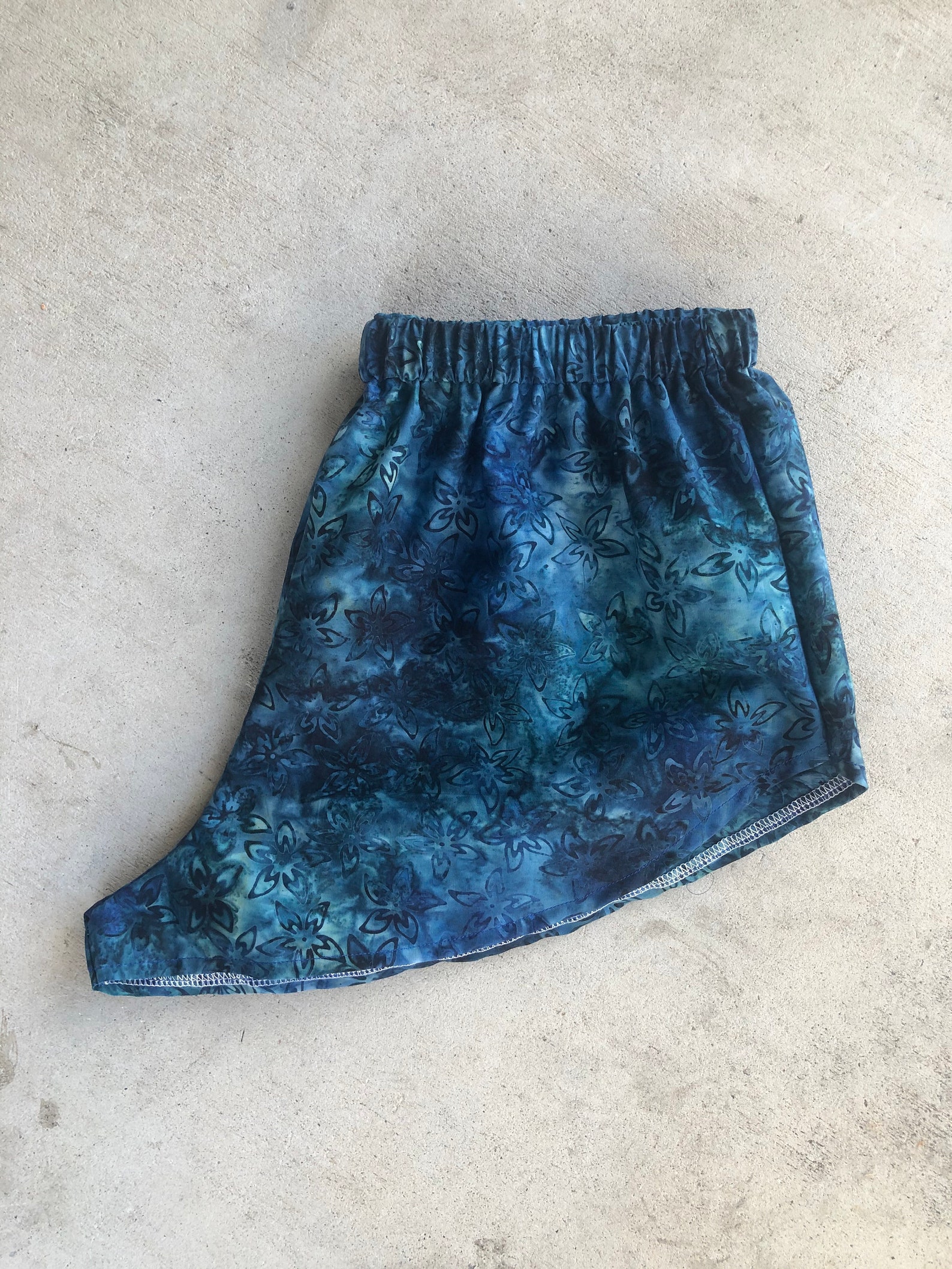 Blue Flower Batik Shorts Festival Shorts Batik Shorts High | Etsy