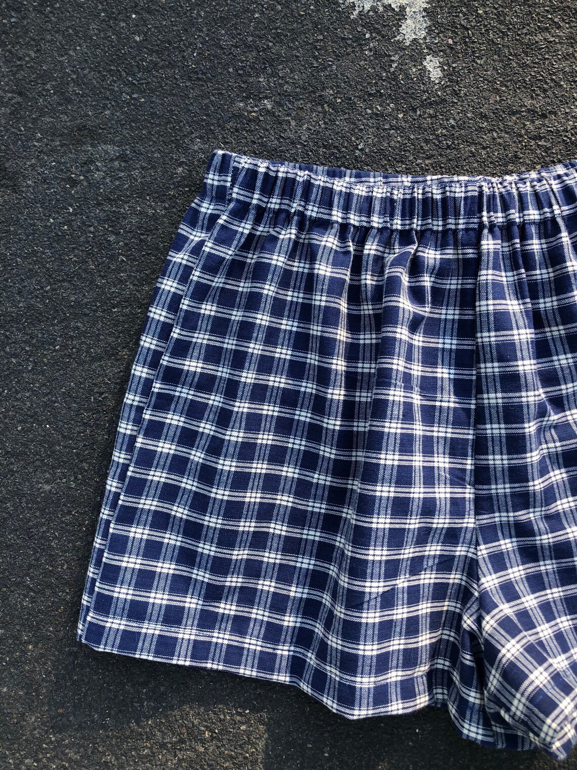 Blue Plaid Cotton Shorts: Lightweight Festival Fashion - Etsy