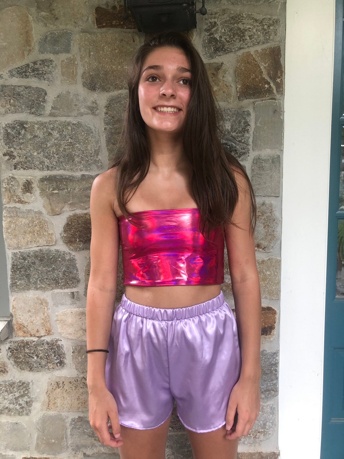 Holographic Pink Rave Top Pink Tube Top Pink Tailgate Top | Etsy