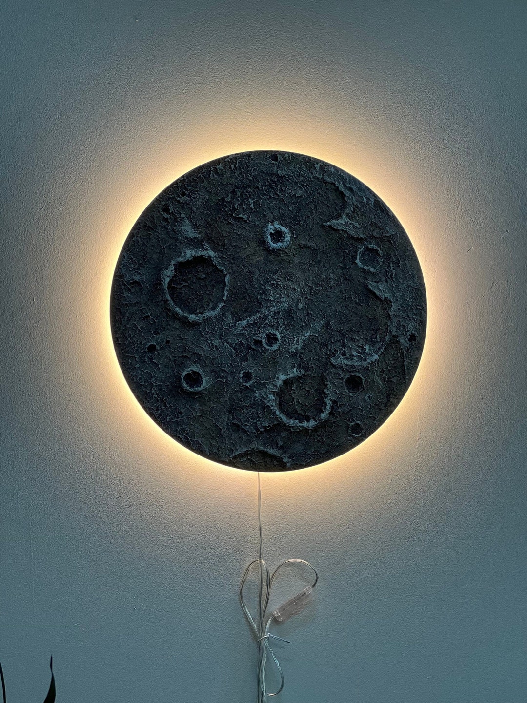 Moon Wall Light, Modern Plaster Wall Art, Moon Wall LED Night Light ...
