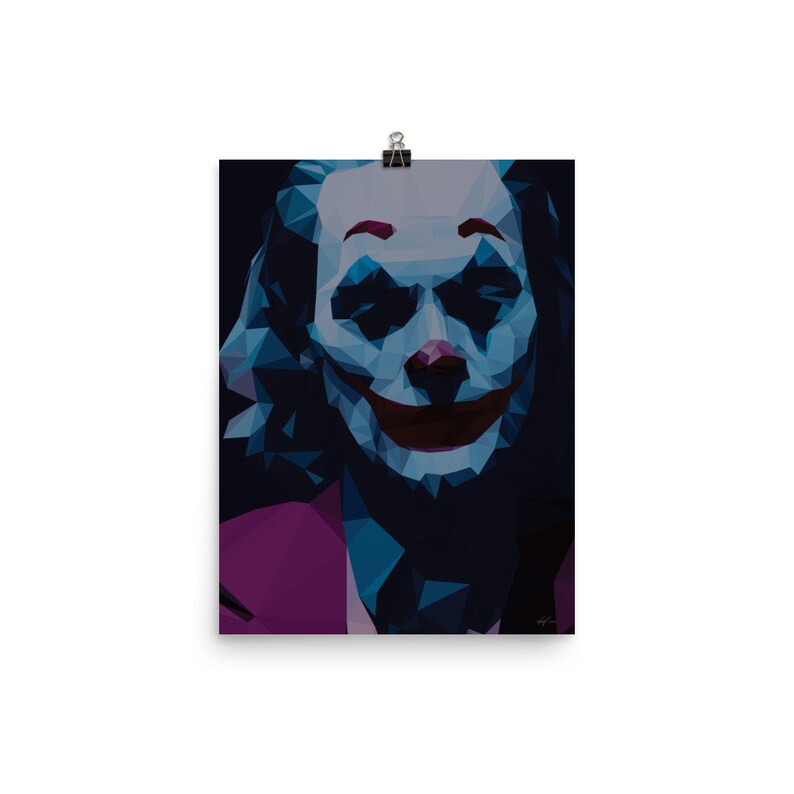 Joker Fan Art Poster | Cool Blue Minimalist Wall Art | Comic Book ...