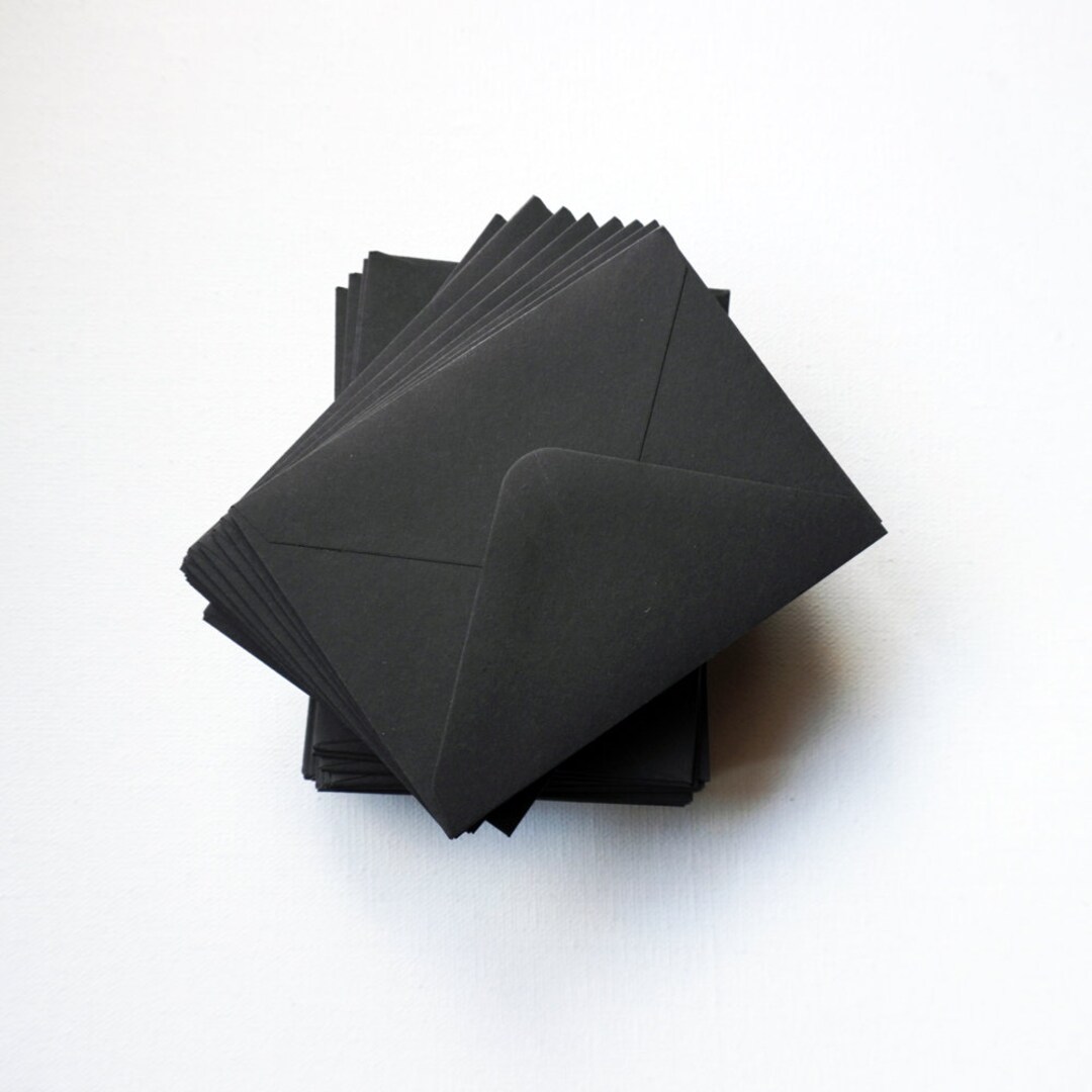 Mini Black Paper Envelopes, for Gift Card, Business Card, 120GSM, 4"x 3 ...