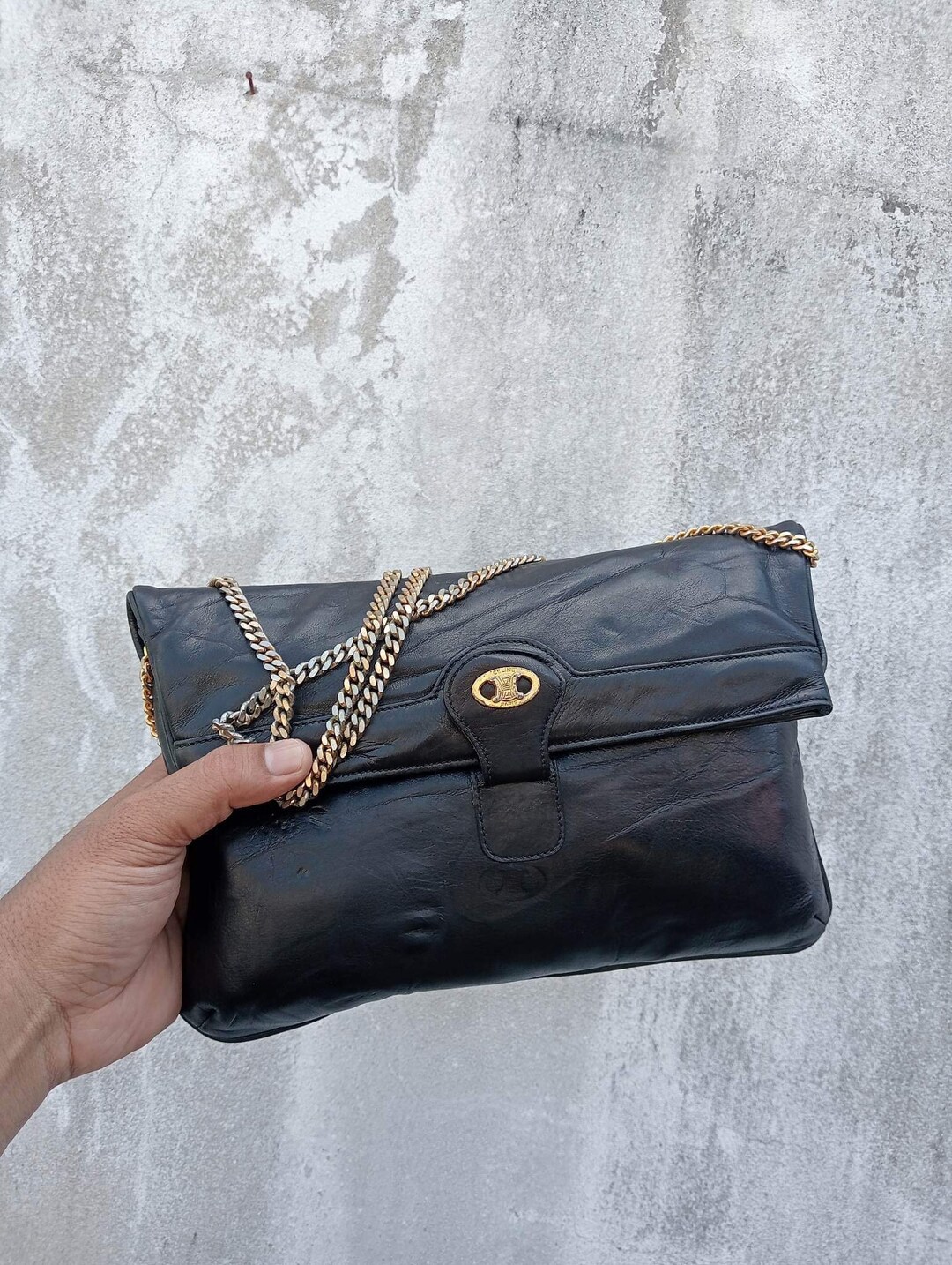 Authentic Vintage Celine Chain Leather Triomphe - Etsy