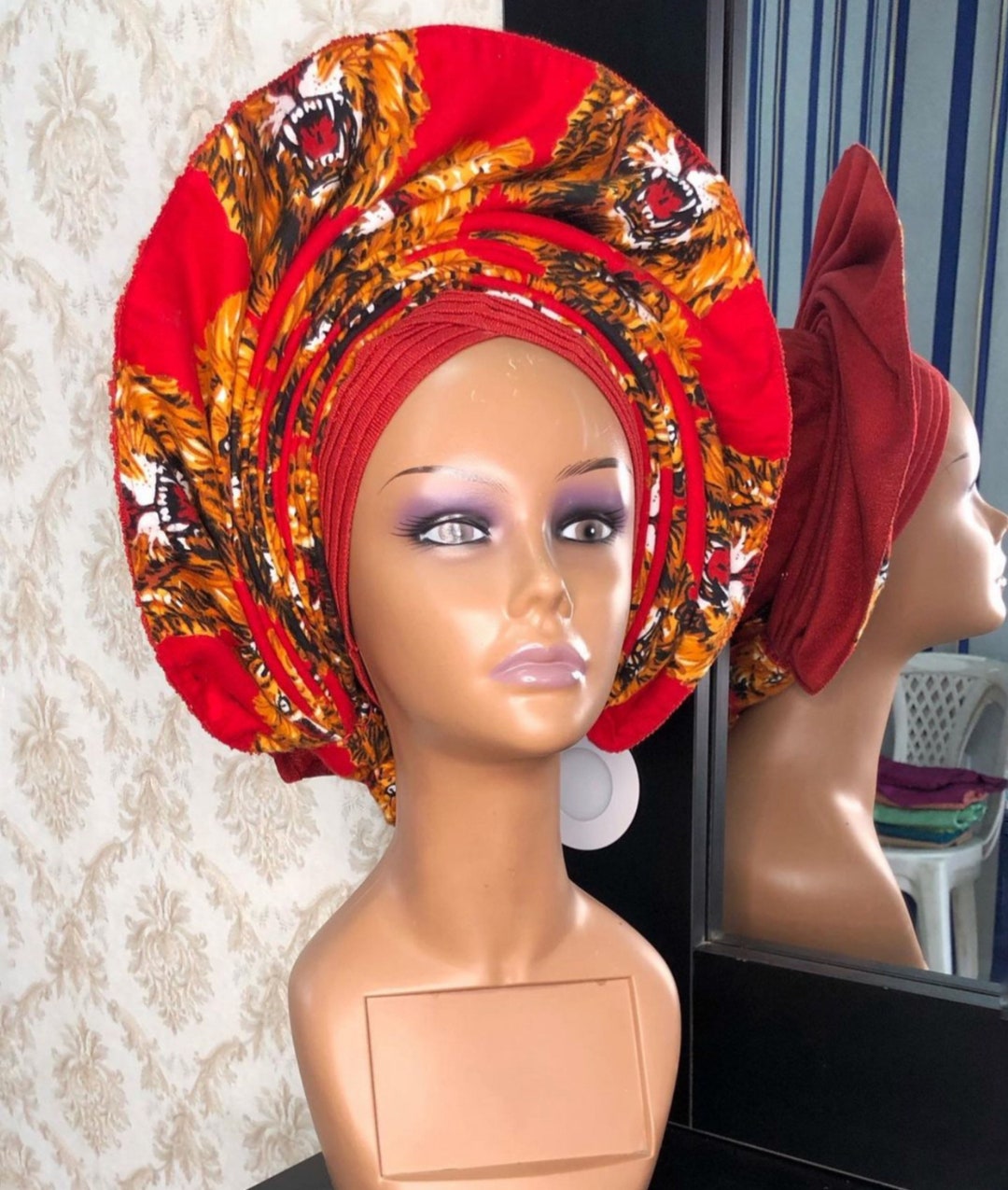 Auto Gele, African Headwrap, Nigerian Wedding Head Wrap, Handmade Ready ...