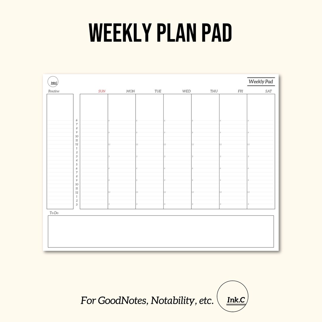 Minimal Weekly Planner Template for Goodnotes, Notability, Printable ...