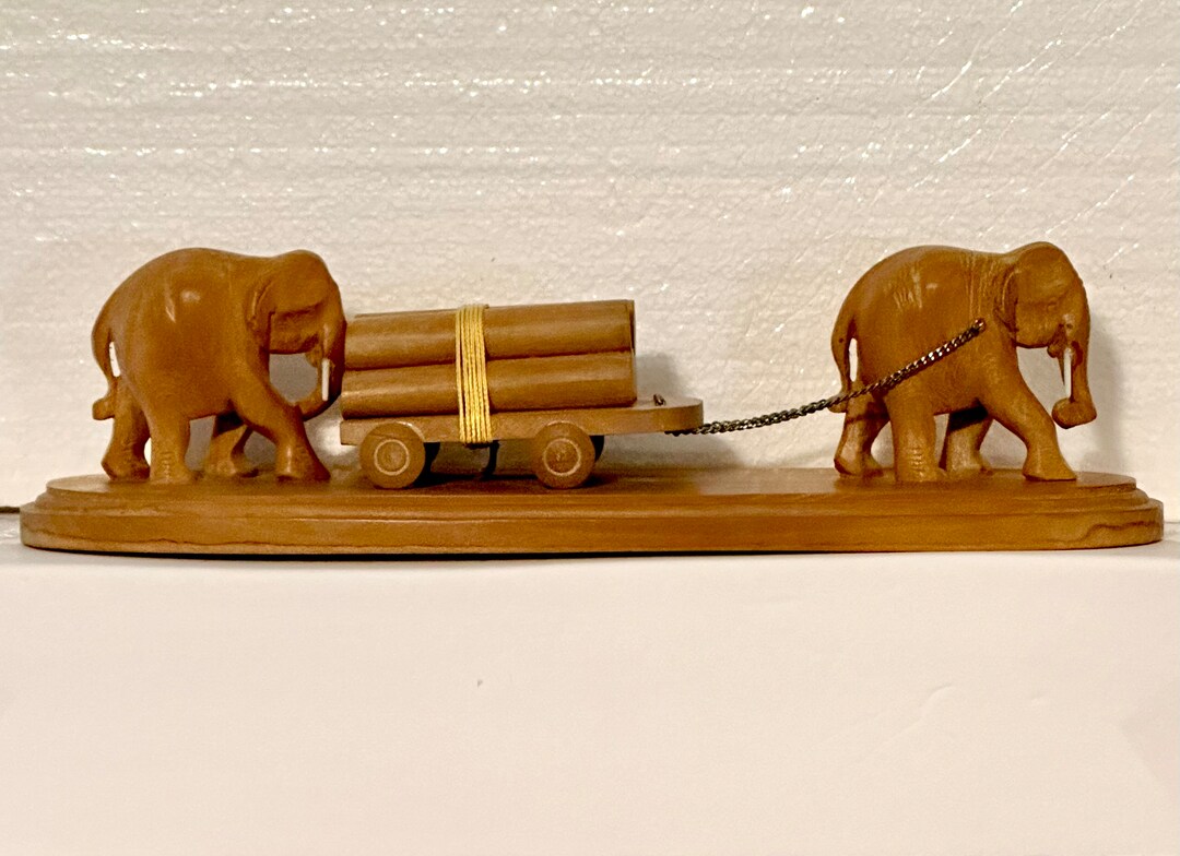 2.5” Elephants Working Moving a Wood Cart - Etsy