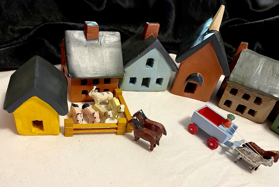 Rustic Miniature Village Houses and Characters - Etsy