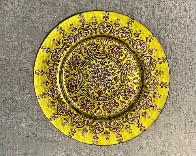 15" Platter Gold and Maroon Glass Decorative - Etsy