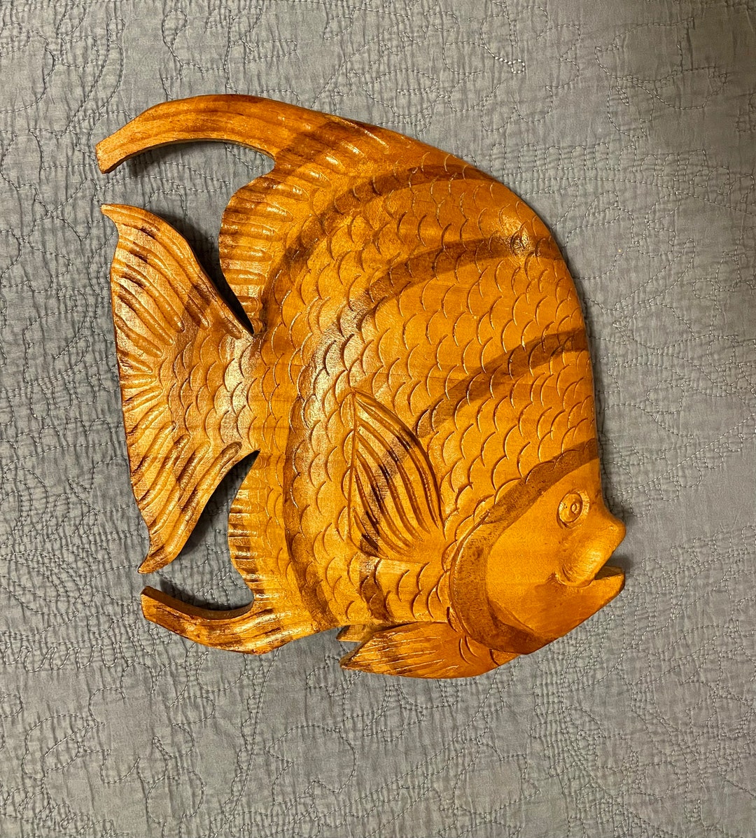 12" Angel Fish, Detailed Carved Wood - Etsy