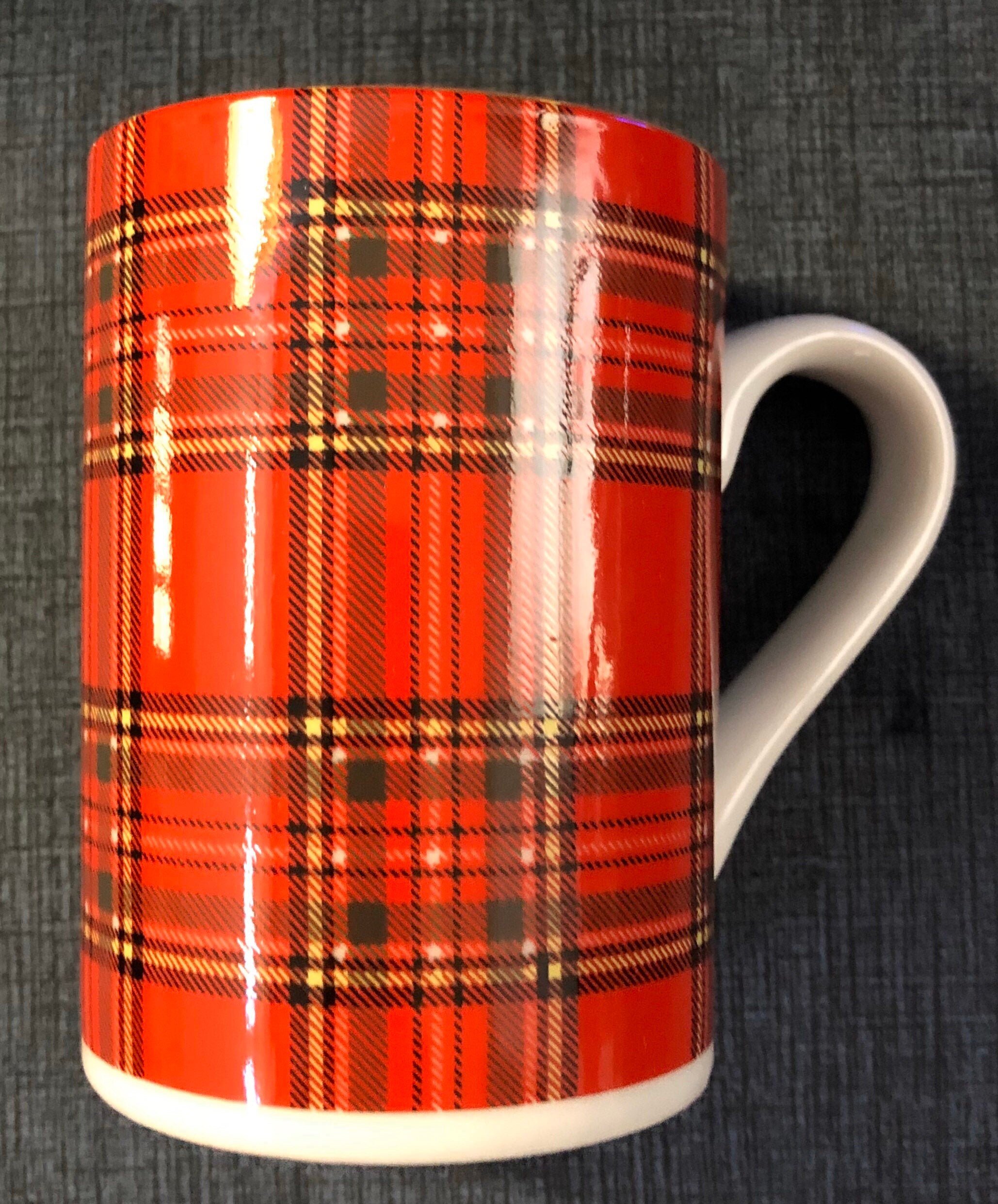 Plaid Mug with Red Accents Kitchen & Dining Home & Living etna.com.pe