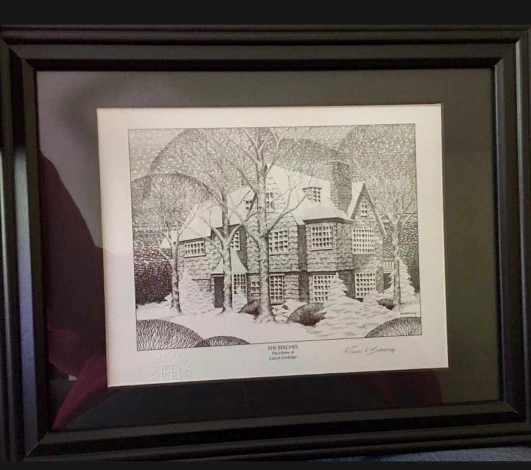 Lithograph Print, “beeches”, Home of Calvin Coolidge, Northampton ...
