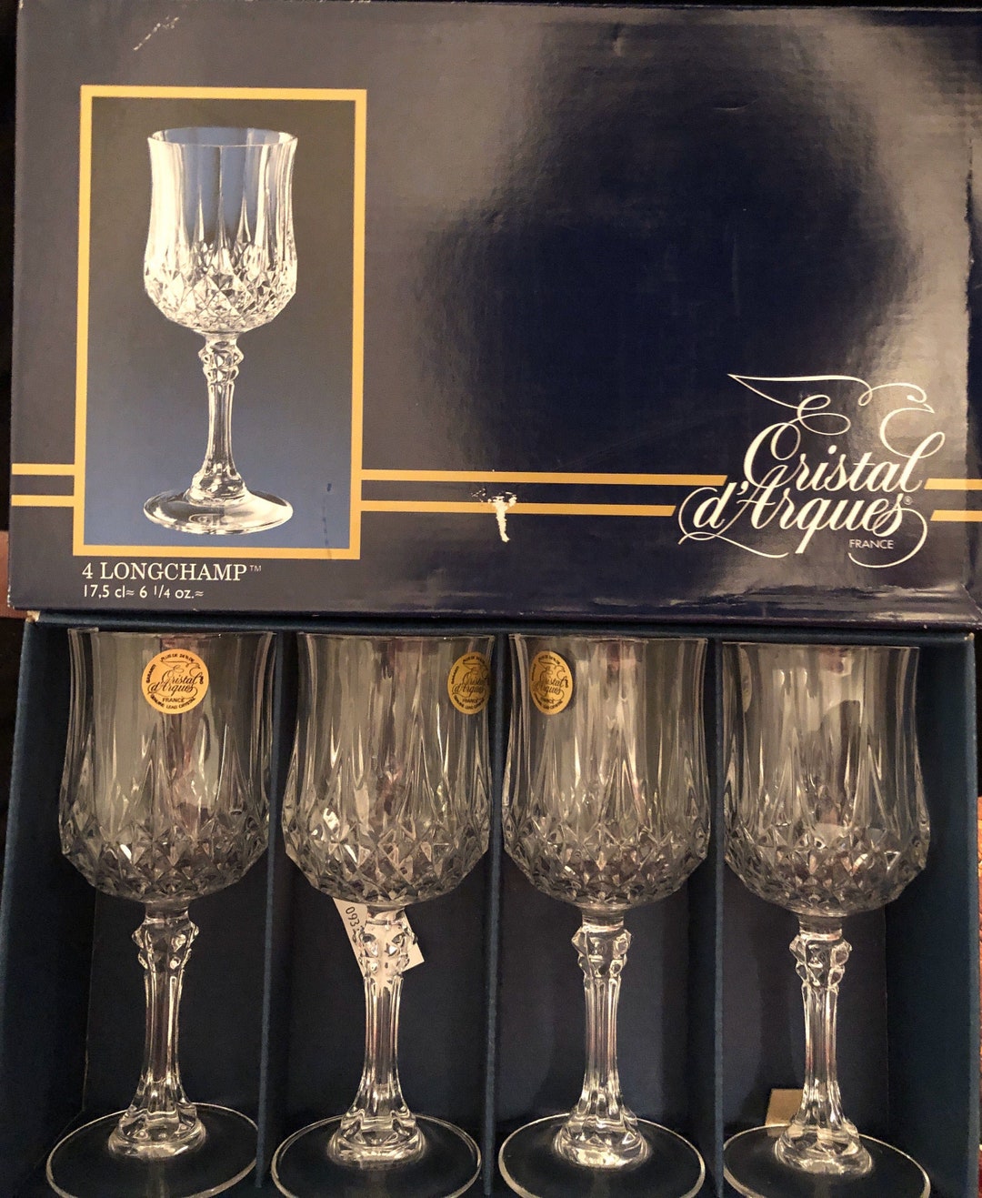 Longchamp Wine 6 1/4 Oz Stemware by CRISTAL D’ARQUES Set of 4 New in ...