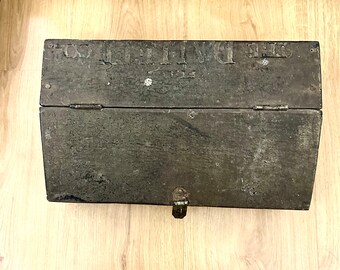 Vintage Early 1900s 33" LONG WOOD BOX With 3 Compartments & Hinged Lid ...