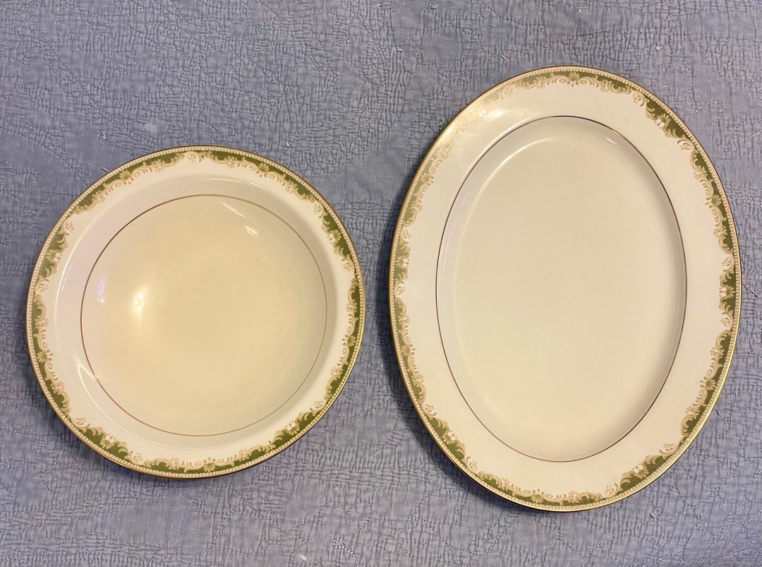 13.5" Oval Platter or 9.75" Round Vegetable Dish, Warrington Pattern by ...