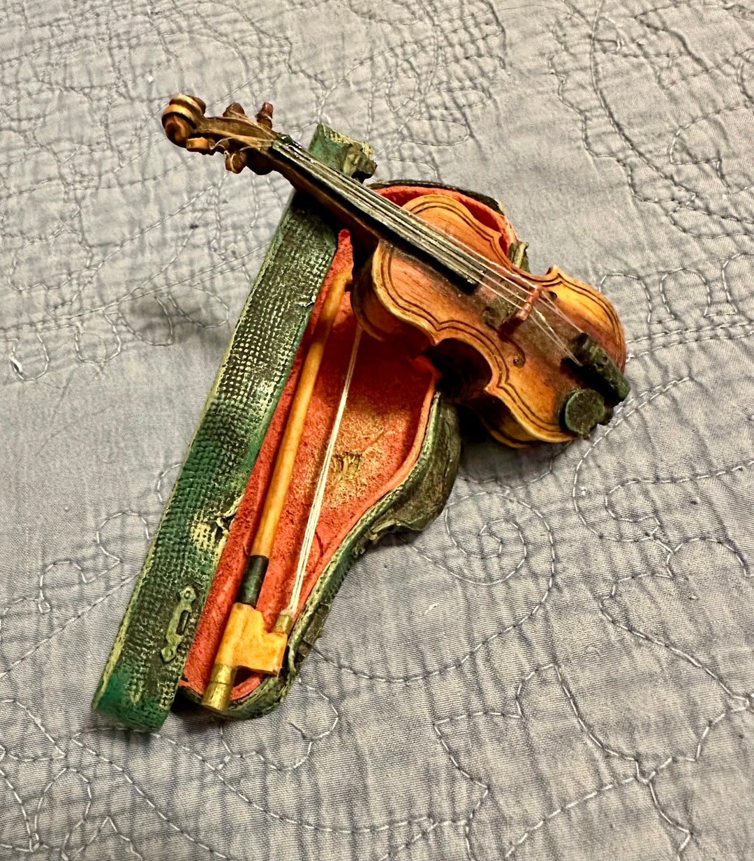 2" High Violin and Case Ceramic, Rustic Look - Etsy