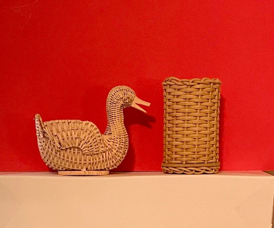 5 Rattan Duck Basket and Pencil Cup - Etsy