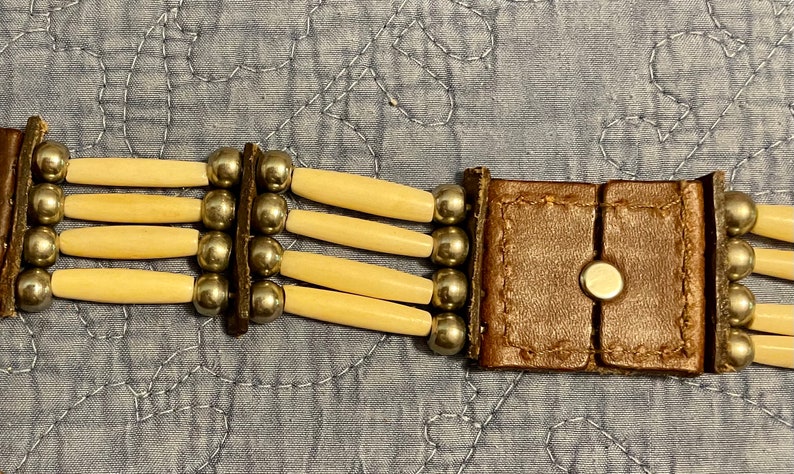 Vintage Native American Concha Leather Tie Belt With Bone Hair-pipe - Etsy